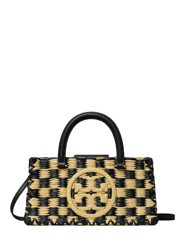 Tory Burch Ella Woven Satchel - Black / Natural