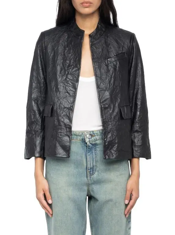 Zadig&Voltaire Veryn Cuir Crinkled Leather Jacket - Black