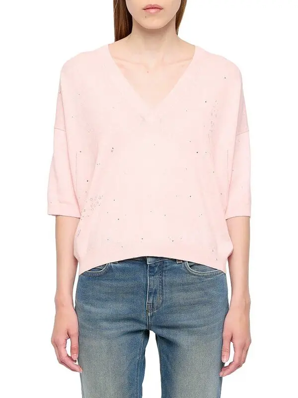 Zadig&Voltaire Wully Lico Embellished Linen-blend Sweater - Bebe
