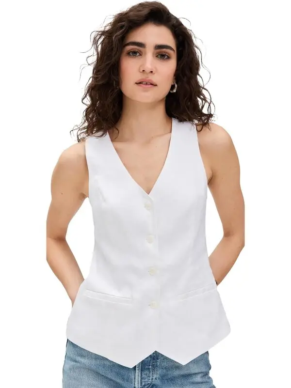 FAVORITE DAUGHTER The Jones Linen Vest - Bright White