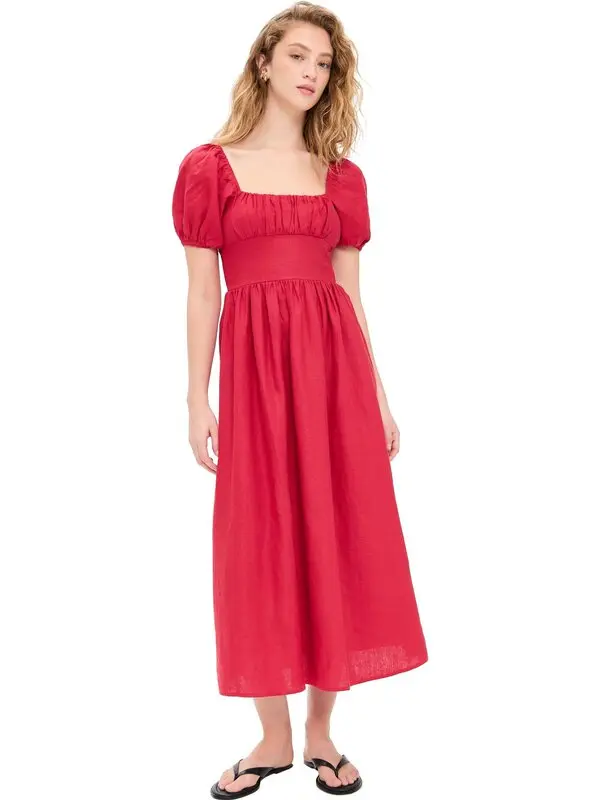 Faithfull The Brand Dalia Midi Dress - Red