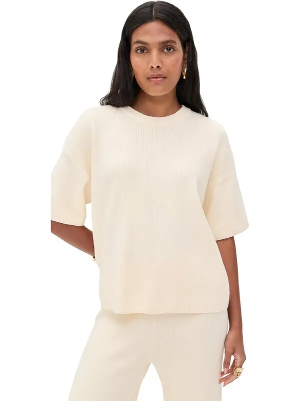 English Factory Collar Knit Top - Ivory