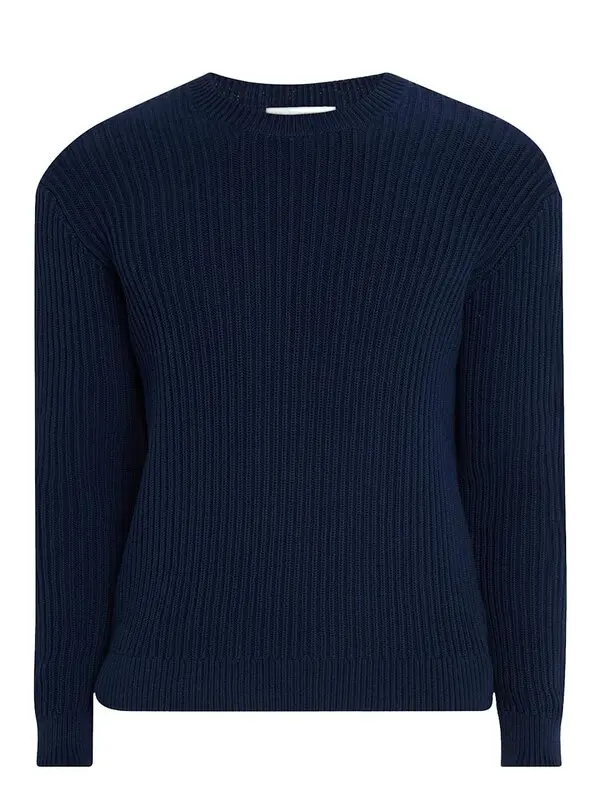 Bergdorf Goodman Wide Rib Cotton Crewneck Sweater - Blue