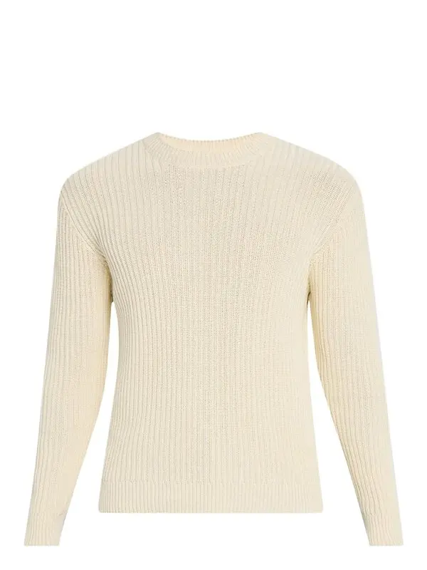 Bergdorf Goodman Wide Rib Cotton Crewneck Sweater - Whtpat