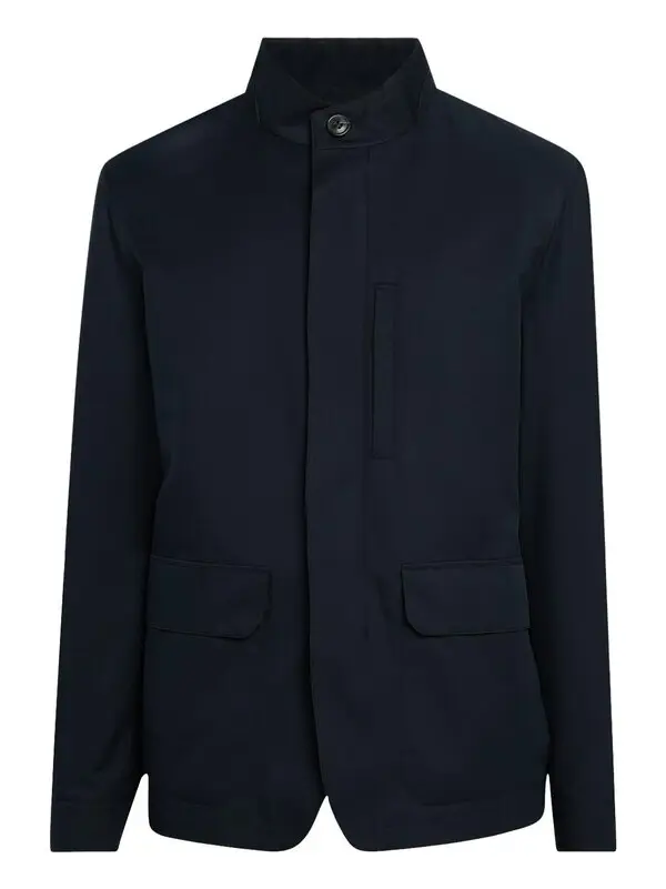 Zegna Solid Car Coat - Nvy Sld
