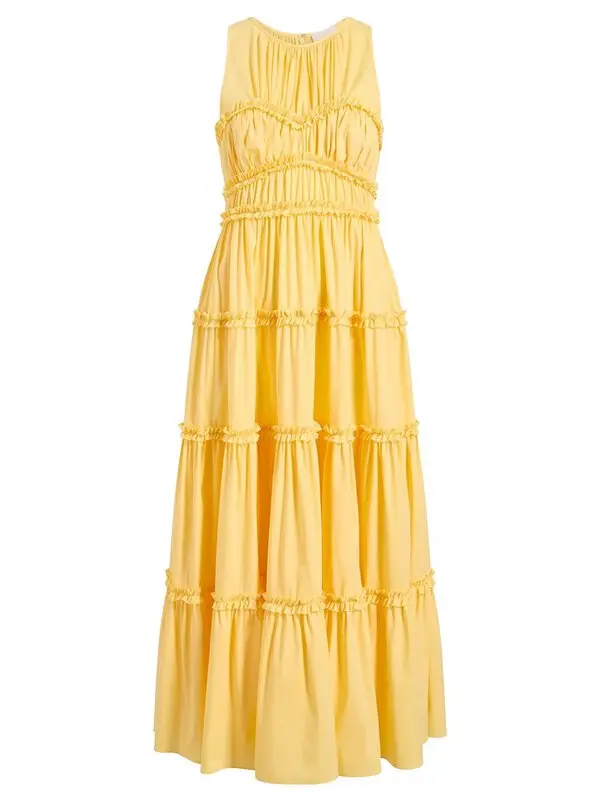 Cinq À Sept Sirrina Tiered Sleeveless Midi Dress - Butter