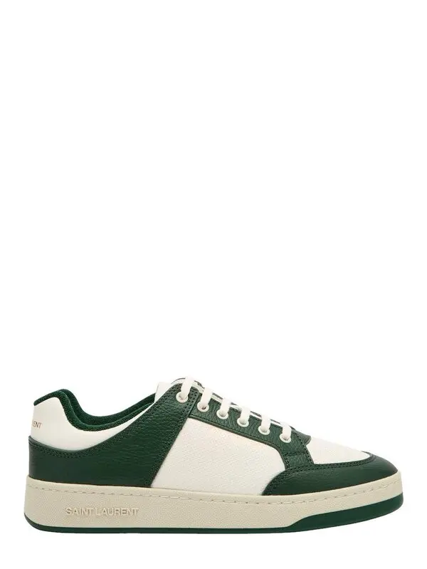 Saint Laurent Sl61 Panelled Leather Sneakers - White And Green