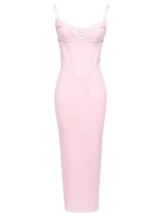 House Of Cb Romy Mesh Bodycon Maxi Dress - Pink