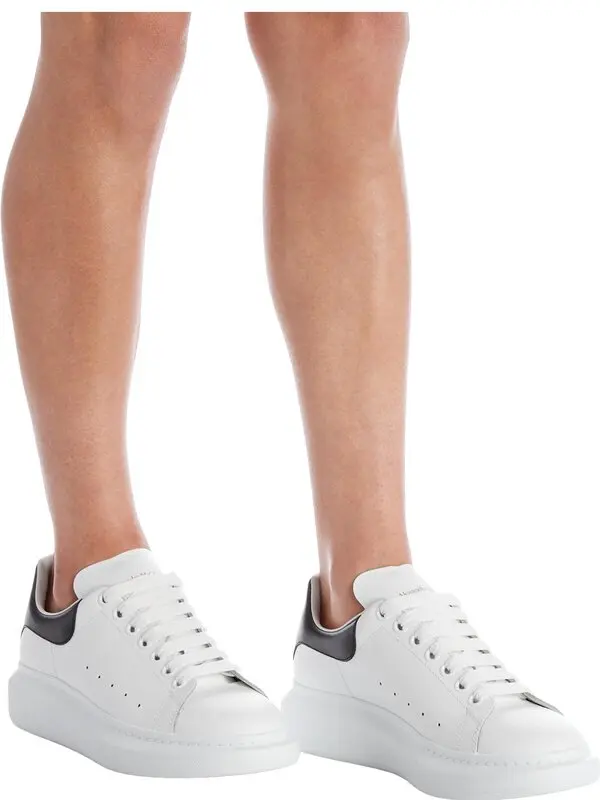 Alexander McQueen Oversized Sneakers With Leather Heel - Blue/white