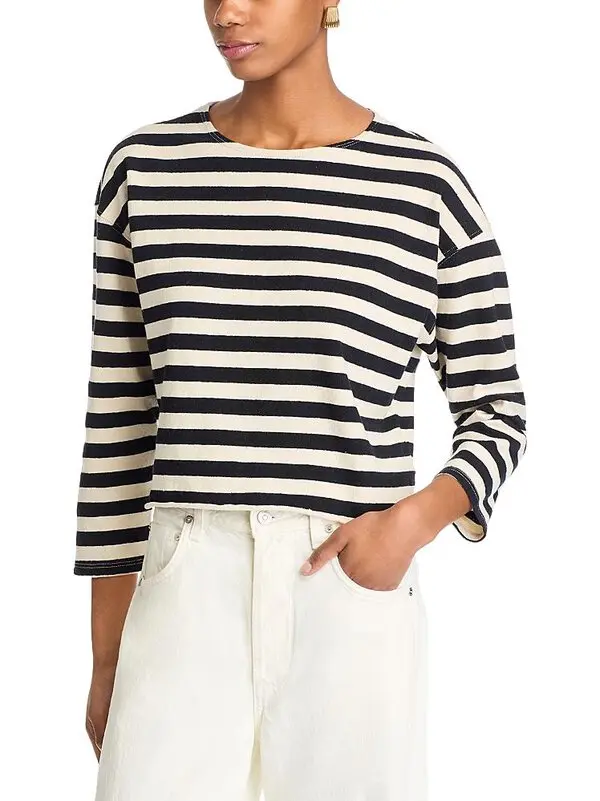 PERFECTWHITETEE Taylor Striped Top - Black/natural Stripe