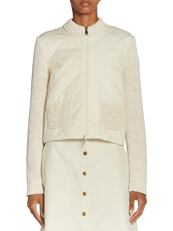 Moncler Padded Mixed Media Jacket - Natural