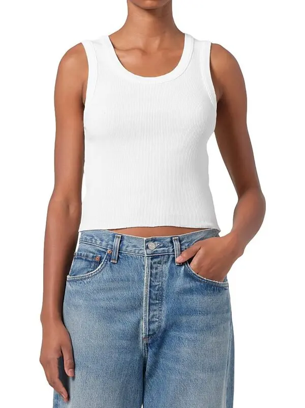AGOLDE Ribbed Poppy Tank Top - White