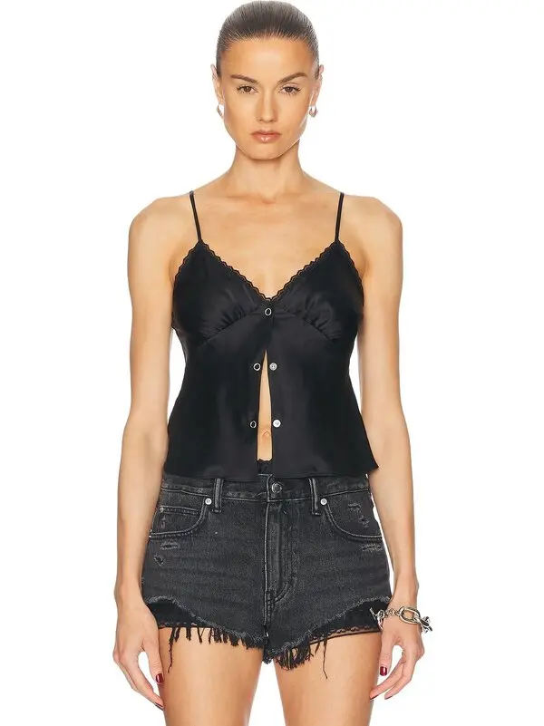 Alexander Wang Snap Front Camisole Top - Black