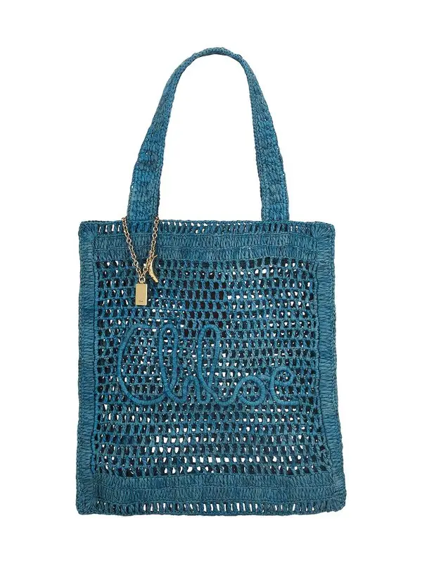 Chloé Summer Banana Raffia Tote Bag - Stormy Sea