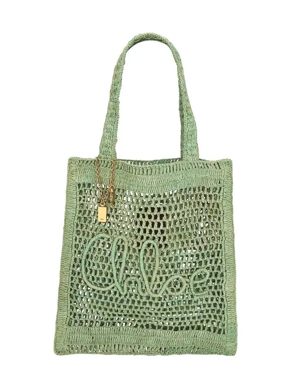Chloé Summer Banana Raffia Tote Bag - Tea Leaf Green
