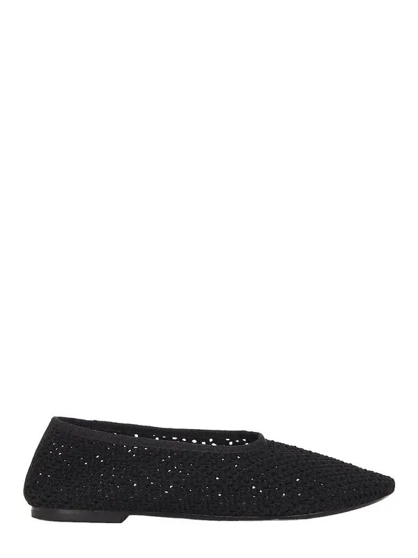 Staud Alba Ballet Flat - Black Crochet