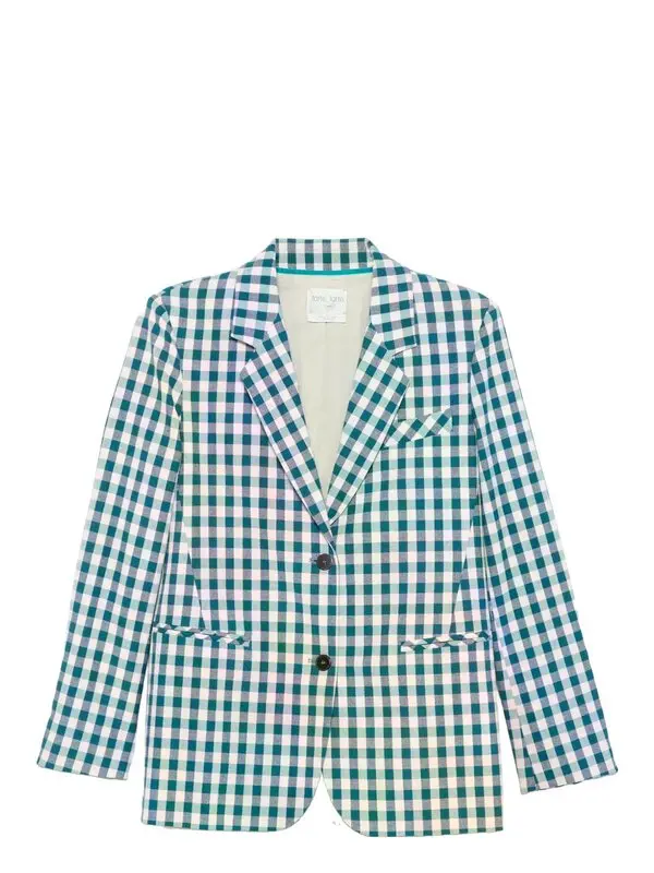 FORTE_FORTE Gingham-check Blazer - Blue
