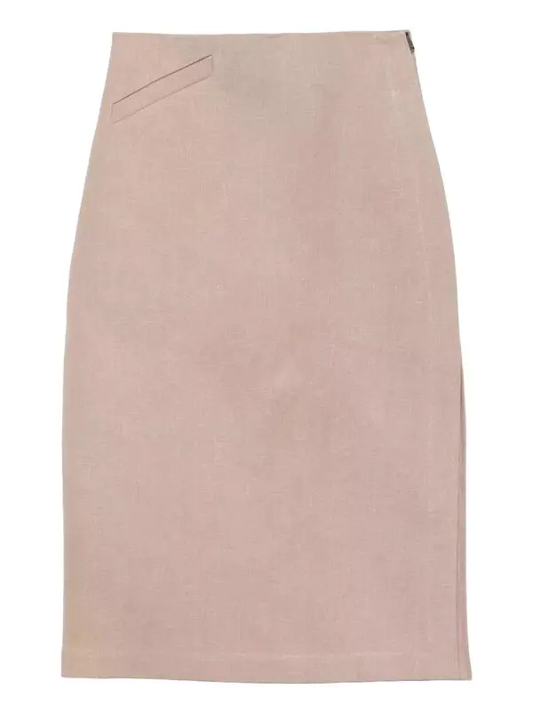 Fendi Linen Midi Skirt - Brown