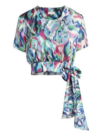 LIU •JO Printed Wrap Top - Blue