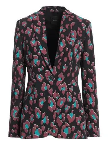 Pinko Single-breasted Leopard-print Crepe Blazer - Black