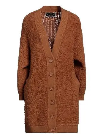 Elisabetta Franchi Cardigan In Bouclé Knit - Camel