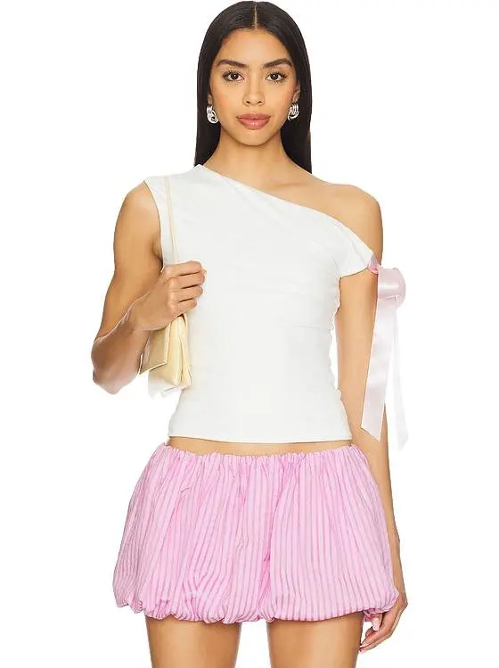 MORE TO COME Raquel Tie Sleeve Top - White