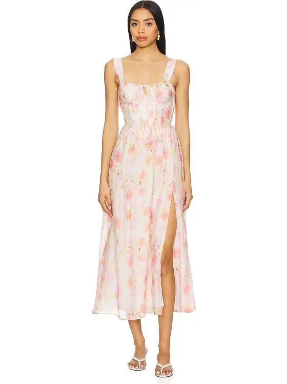 Bardot Esra Printed Midi Dress - Pink Floral