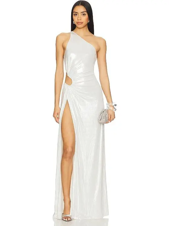 Misha Collection Sabine Metallic Gown - Pearl