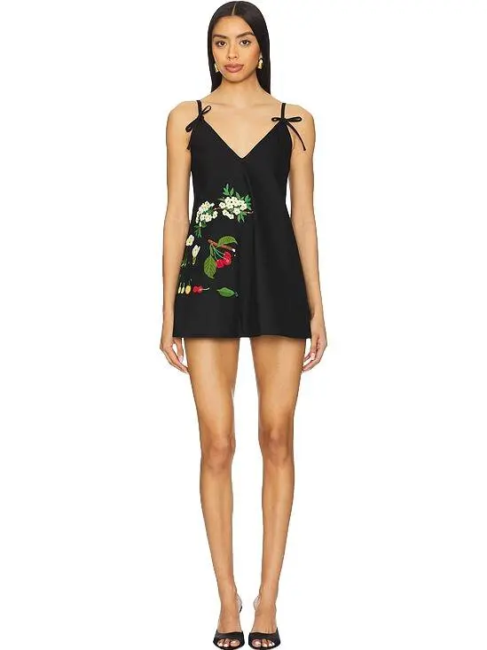Vivetta Mini Dress With Bows And Embroidery - Black
