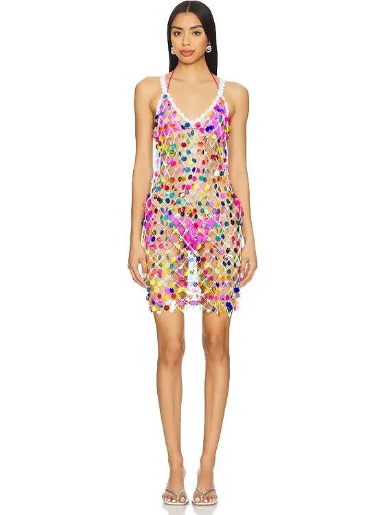 MILLY Sequin Crochet Mini Dress - Multi