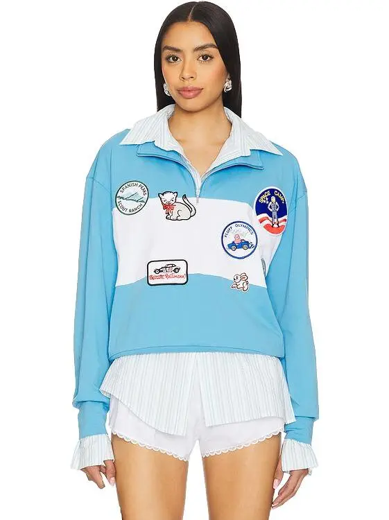 YUHAN WANG Embroidered Patches Sweatshirt - Blue