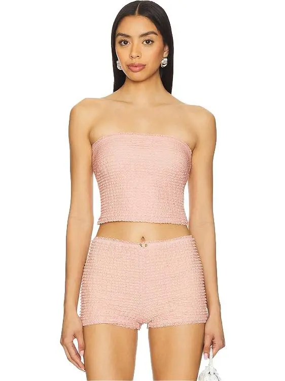 Show Me Your Mumu X Nicki Tube Top - Pink Ruffle Lace