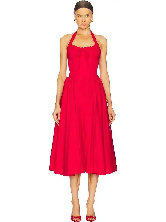 Line & Dot Abbott Halter Midi Dress - Red