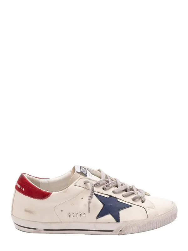 GOLDEN GOOSE Superstar Lace-up Sneakers - White/blue/red