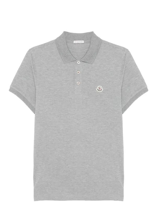 Moncler Logo-patch Cotton Polo Shirt - Grey