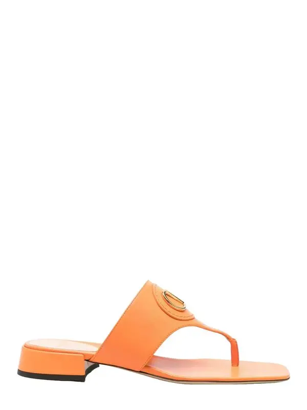 Valentino Garavani Vlogo Leather Slides - Orange