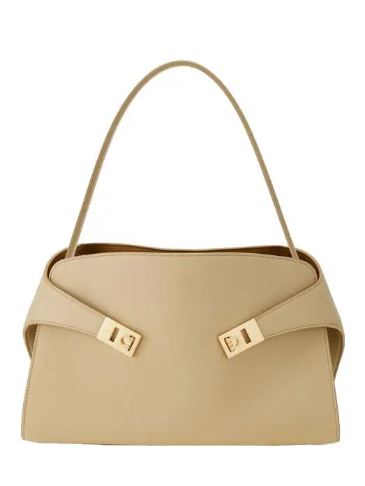 FERRAGAMO Hug Soft Bicolor Shoulder Bag - Gold