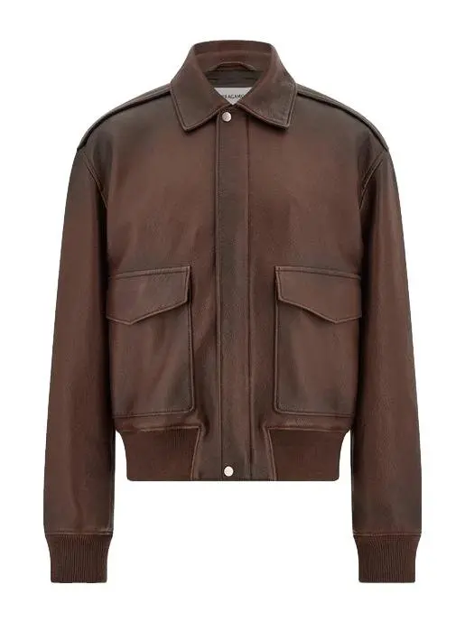 FERRAGAMO Leather Blouson - Natural