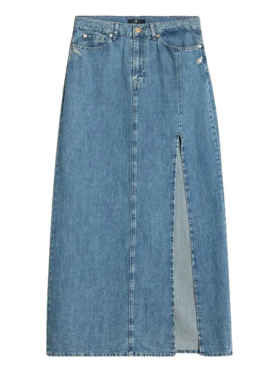 7 For All Mankind Indigo Linen Maxi Skirt - Multicolor