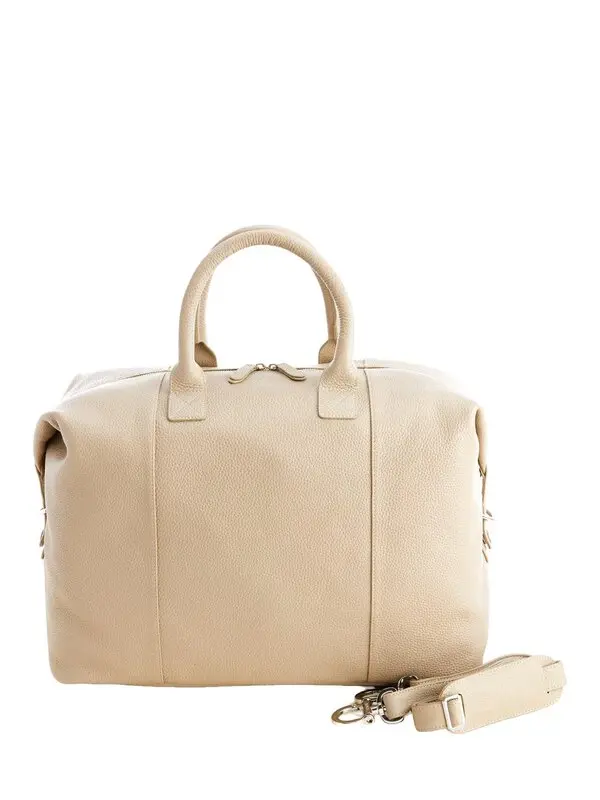 ROYCE NEW YORK Leather Duffle Bag - Taupe