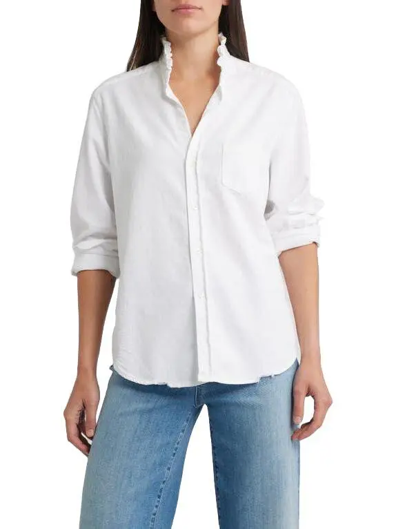 Frank & Eileen Ruffle Collar Relaxed Fit Shirt - White