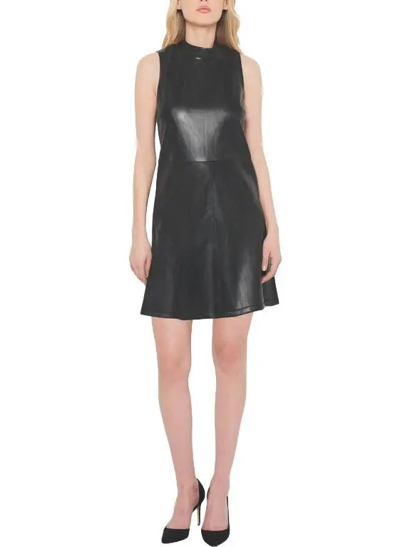 AS By DF As B Y Df Crawford Upcycled Leather A-line Dress - Black