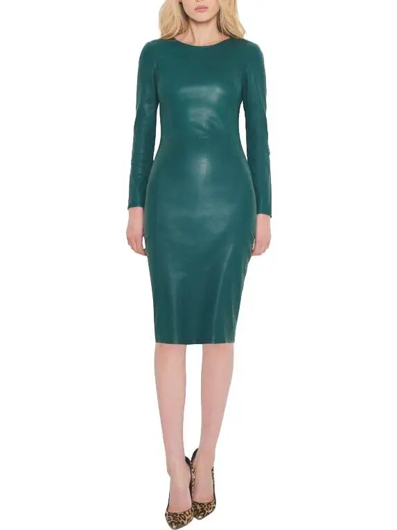AS By DF As B Y Df Mrs. Smith Stretch Leather Midi Dress - Forest Green