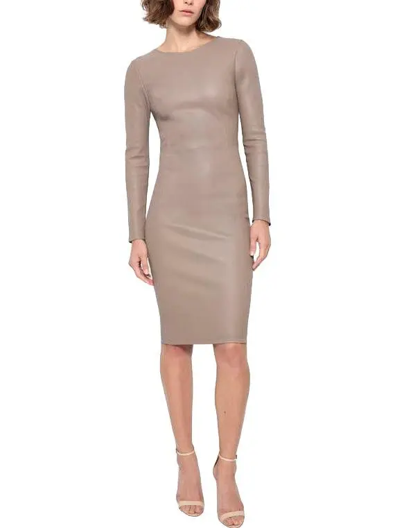 AS By DF As B Y Df Mrs. Smith Stretch Leather Midi Dress - Truffle