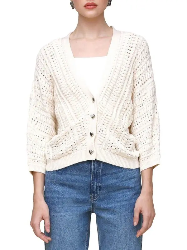Avec Les Filles Dolman Sleeve Cotton Cardigan - Cream