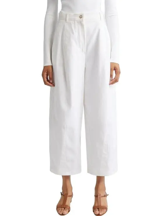 Max Mara Mina Wide-leg Cropped Trousers - White