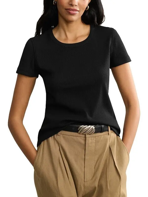 Jenni Kayne Ribbed Crewneck Tee - Black