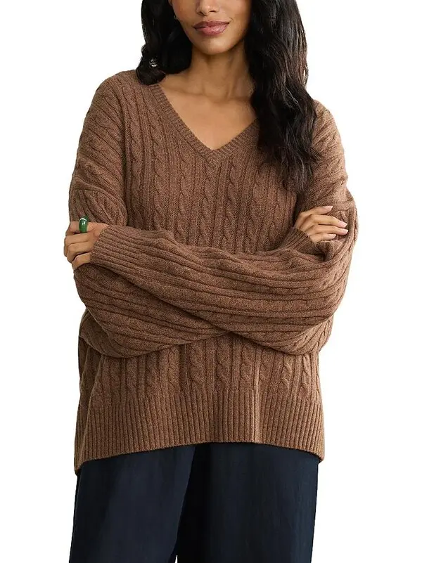Jenni Kayne Nell Cable Knit Sweater - Coffee