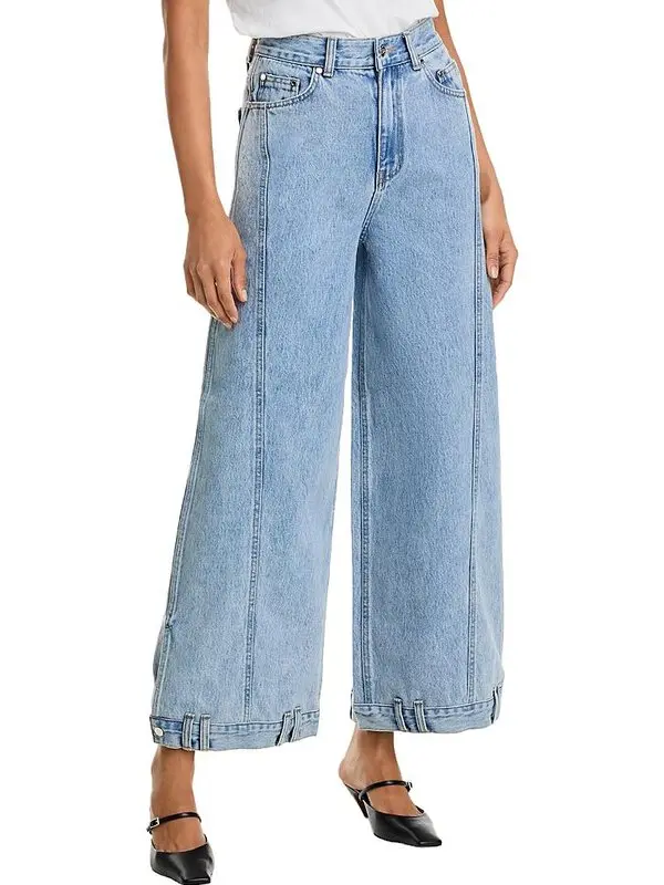 Rokh Palindrome High Rise Barrel Jeans - Light Blue