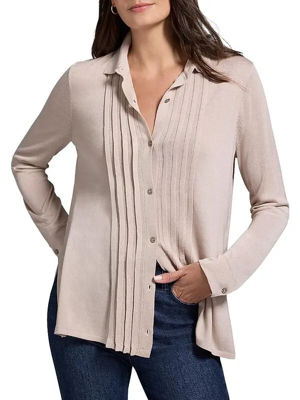 NIC+ZOE Pleated Cardigan Shirt - Silverstone